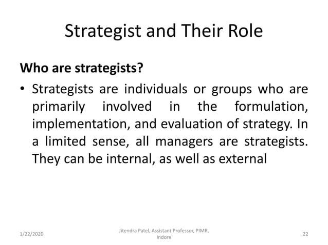 Strategic management definition,relevance , characterstics , level ...