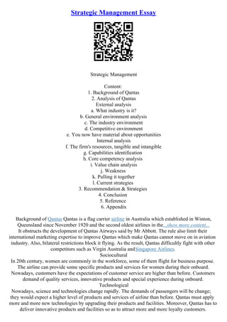 Strategic Management Essays | PDF