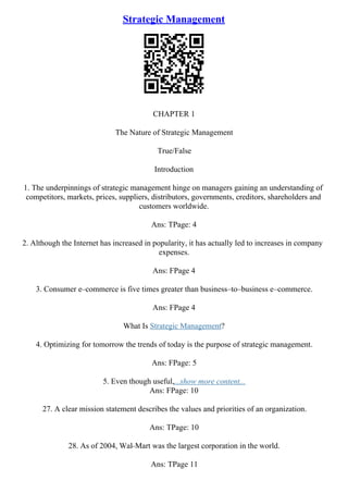 Strategic Management Essays | PDF