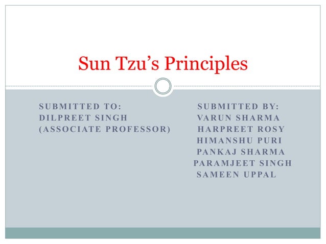 Applicabilty of Sun tzu principles in Business | PPTX