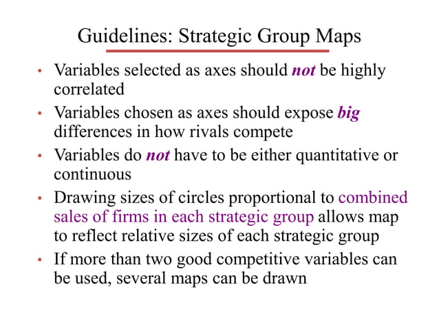 Offensive defensive strategy, key success factor, strategic group mapping