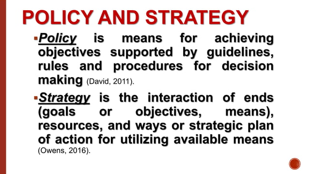 STRATEGIC MANAGEMENT PROCESS - Featuring Policy-Strategy Interlock | PPT