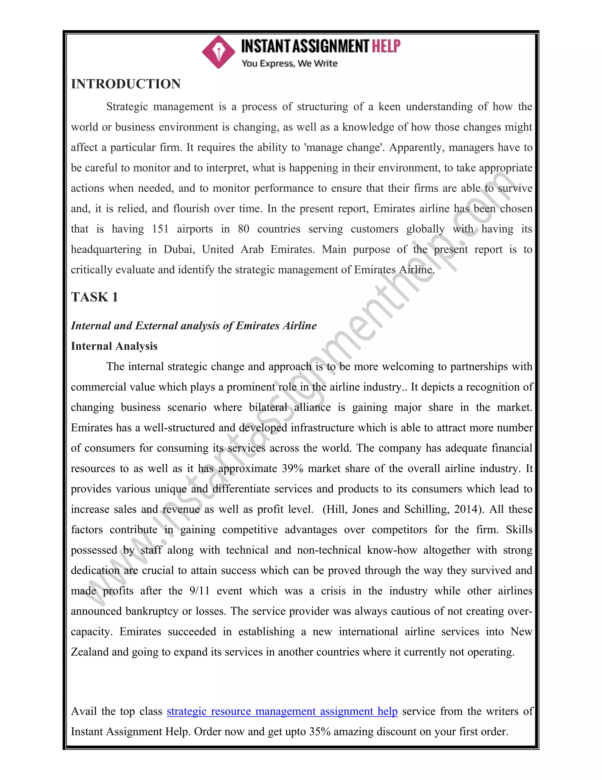 Strategic management of emirates airline | PDF