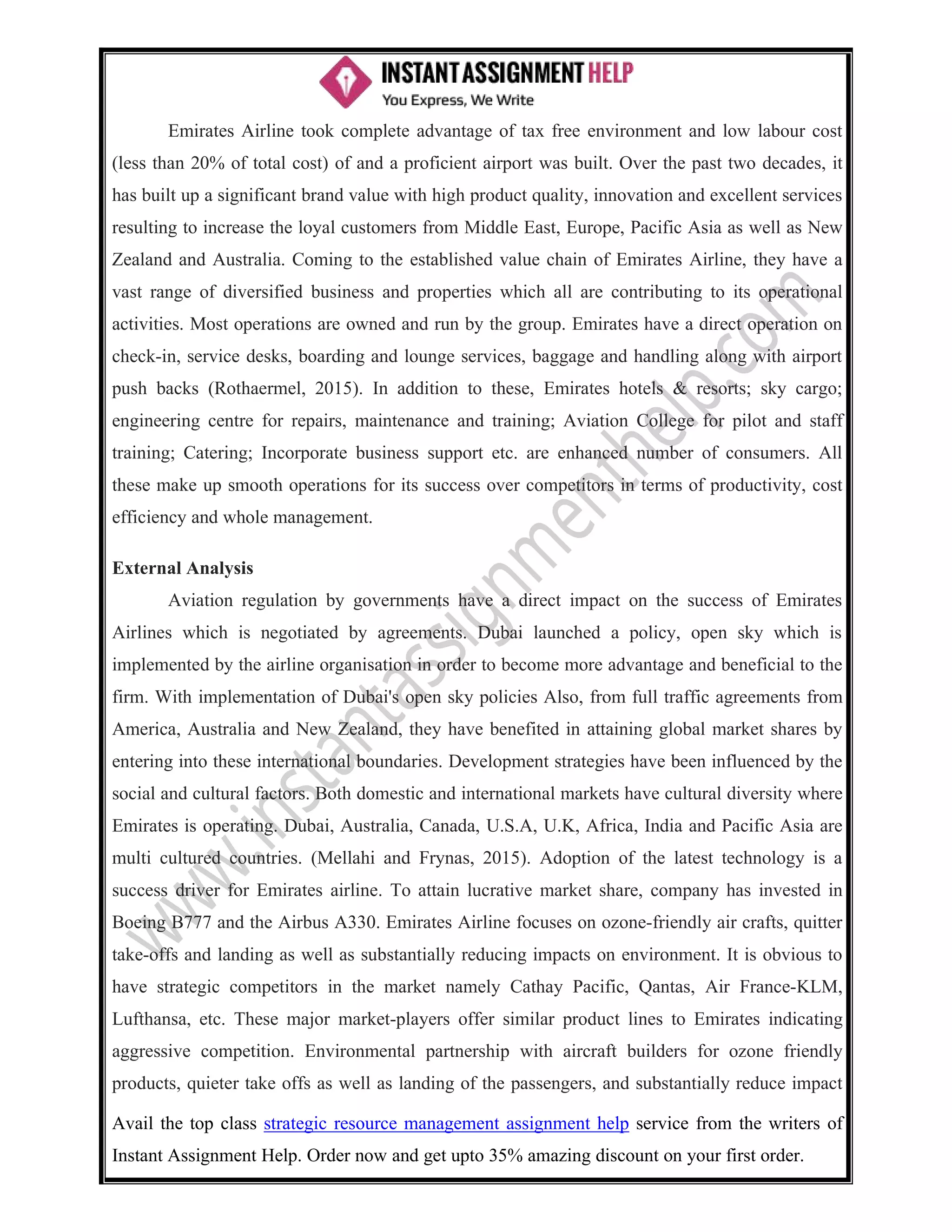 Strategic management of emirates airline | PDF