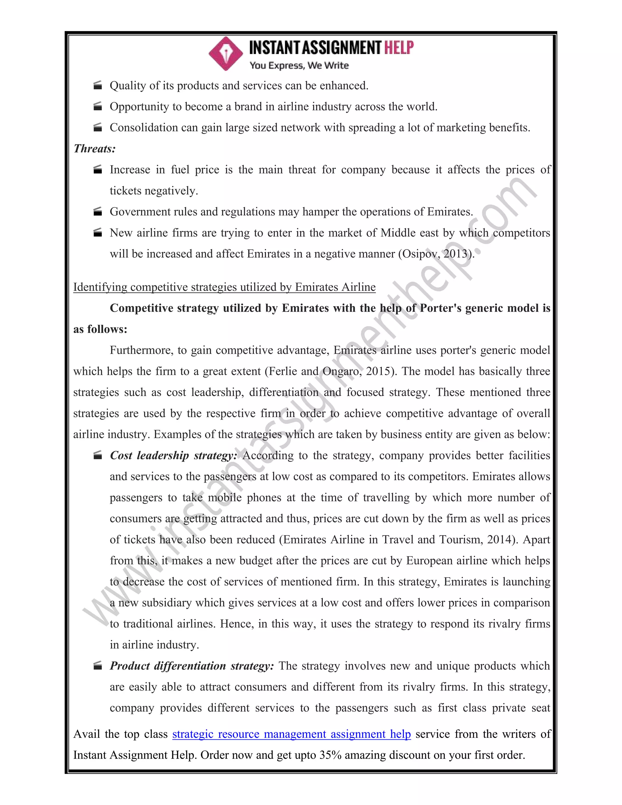 Strategic management of emirates airline | PDF