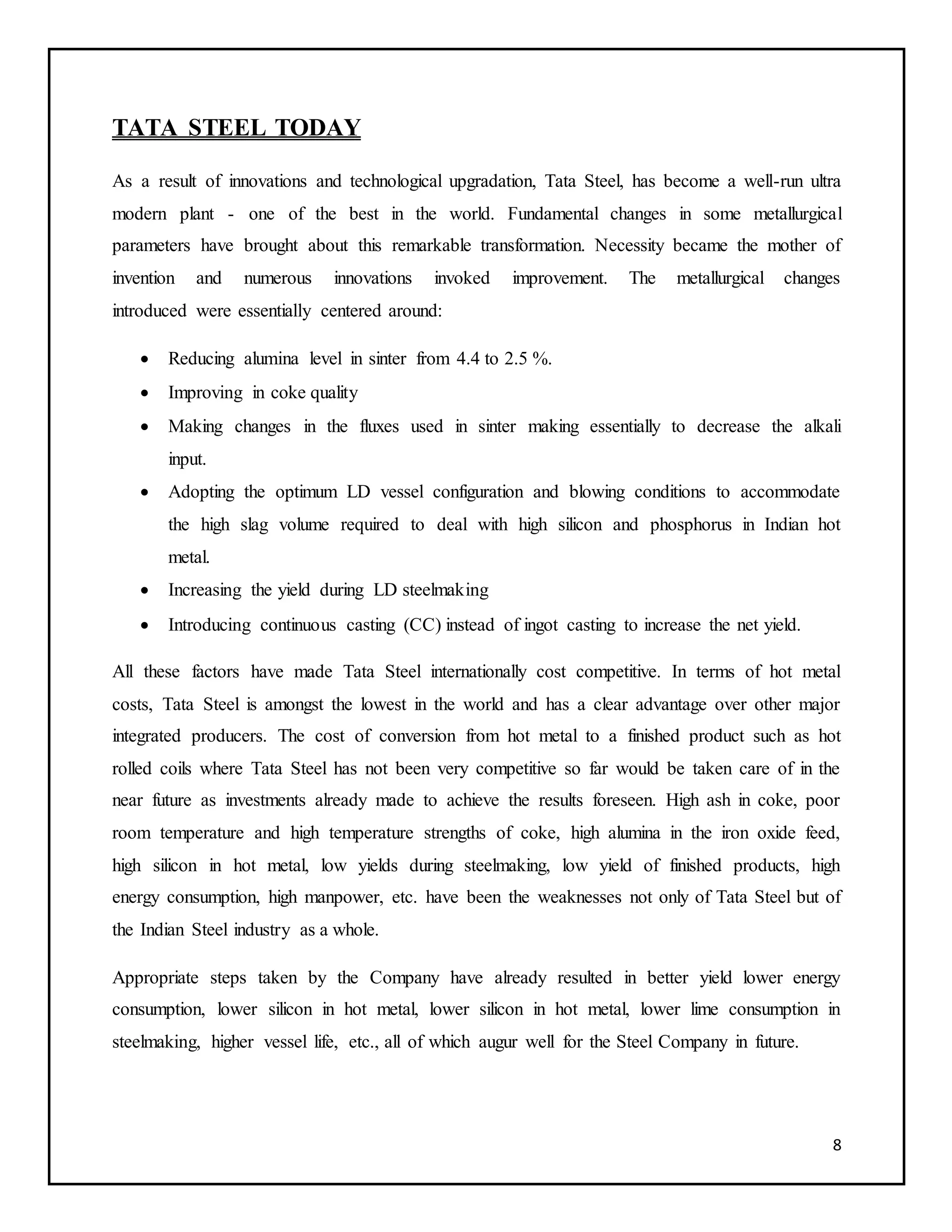 Strategic Management of Tata Steel | DOCX