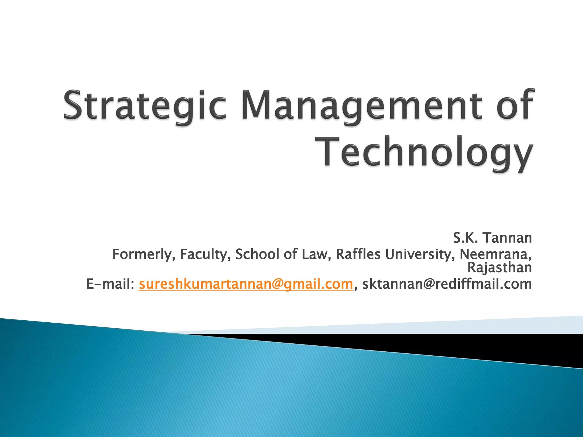 Strategic management of technology | PPT