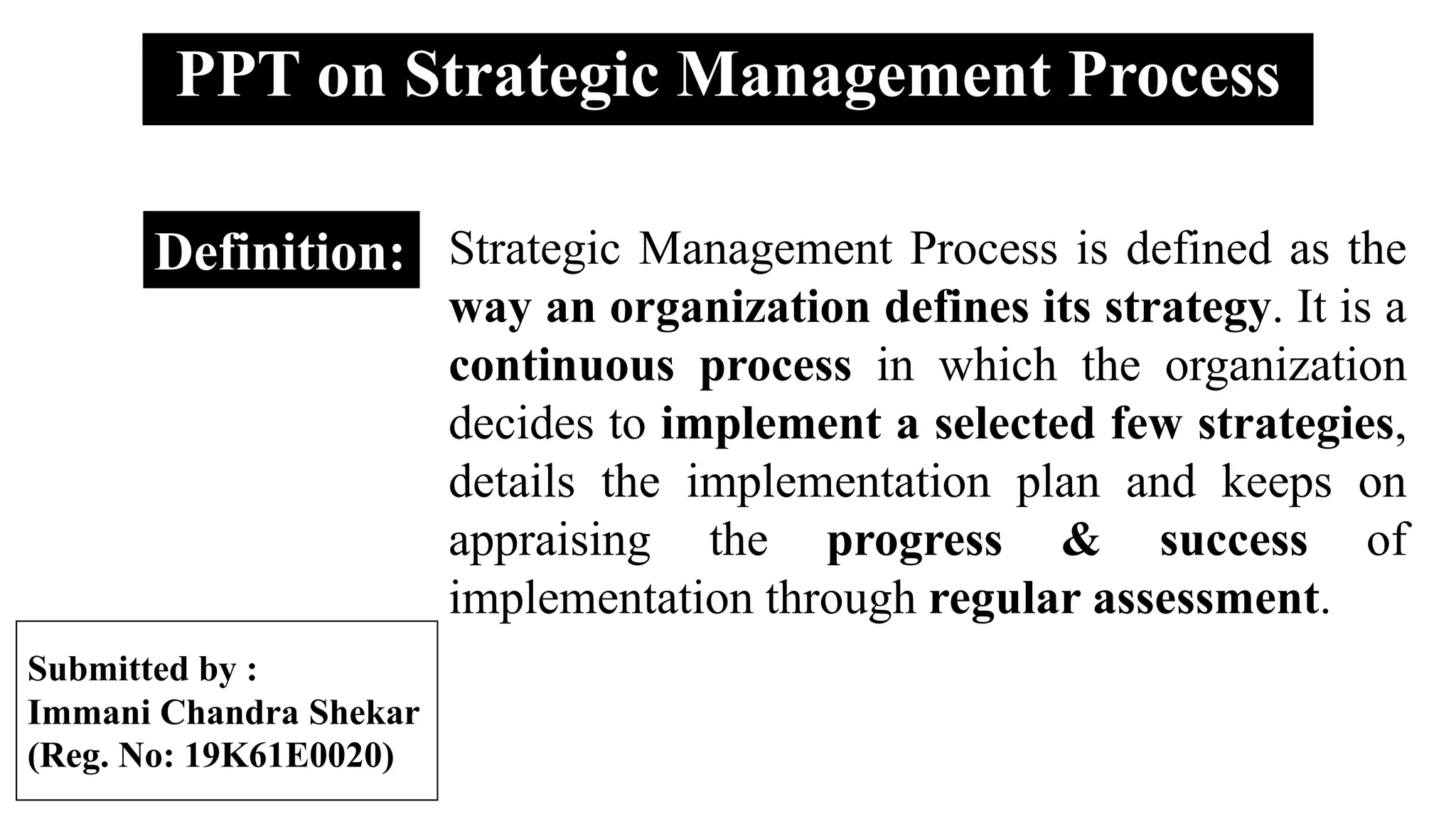 Strategic Management Process - PPT- MBA | PPTX