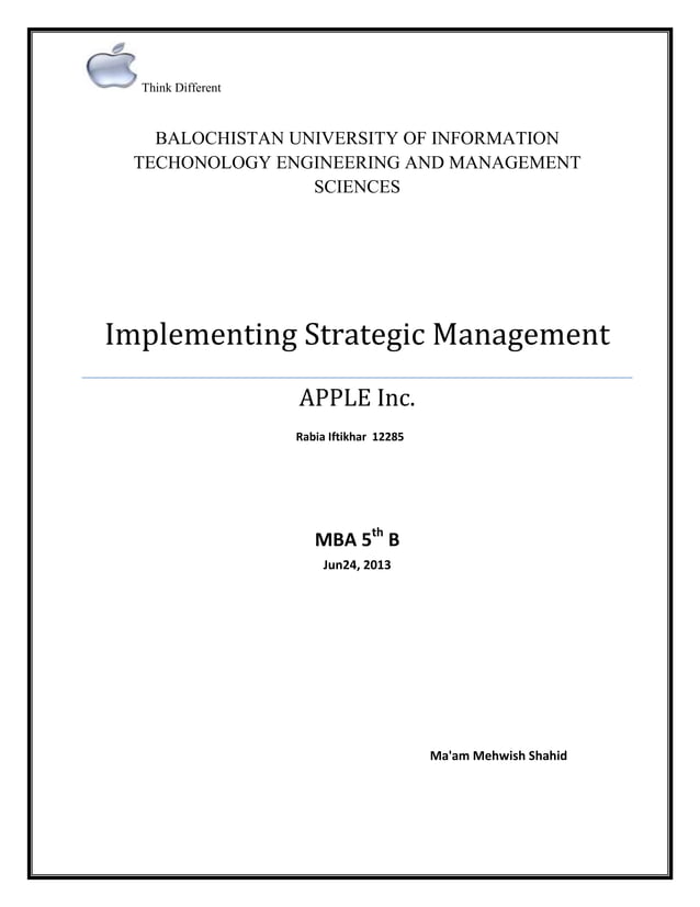 Strategic management at APPLE Inc. | DOCX