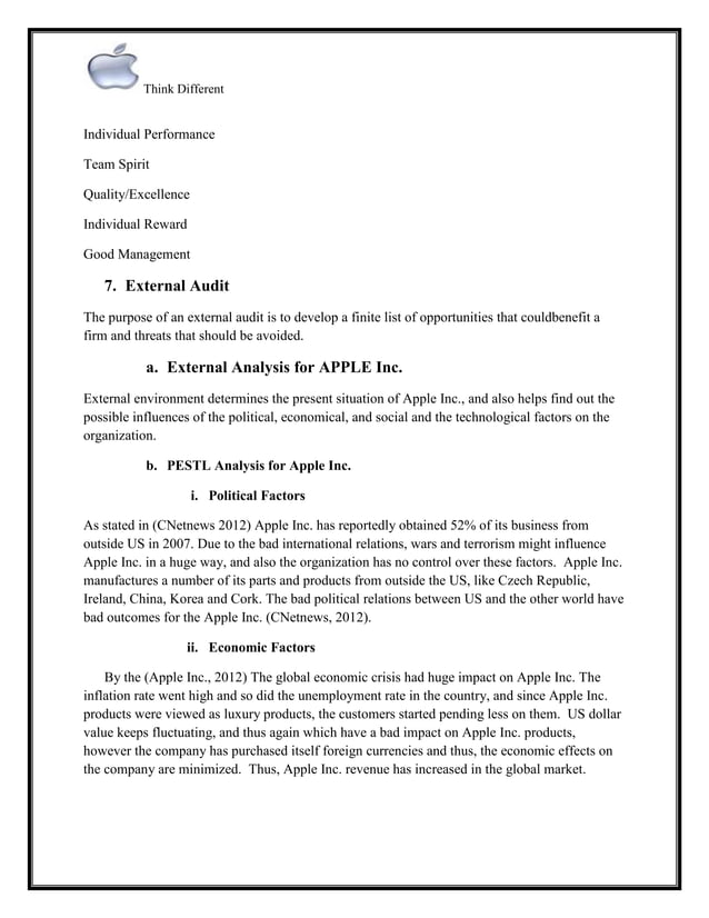 Strategic management at APPLE Inc. | DOCX