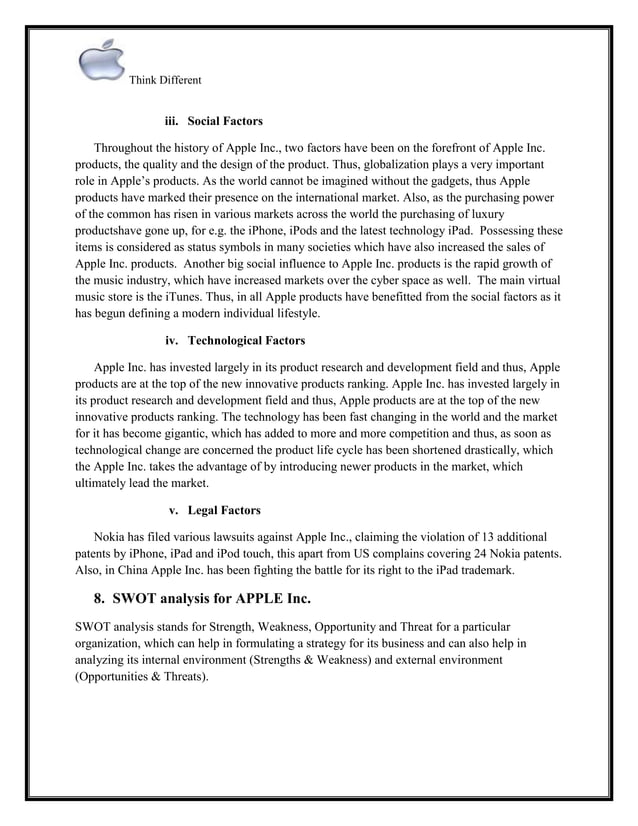 Strategic management at APPLE Inc. | DOCX