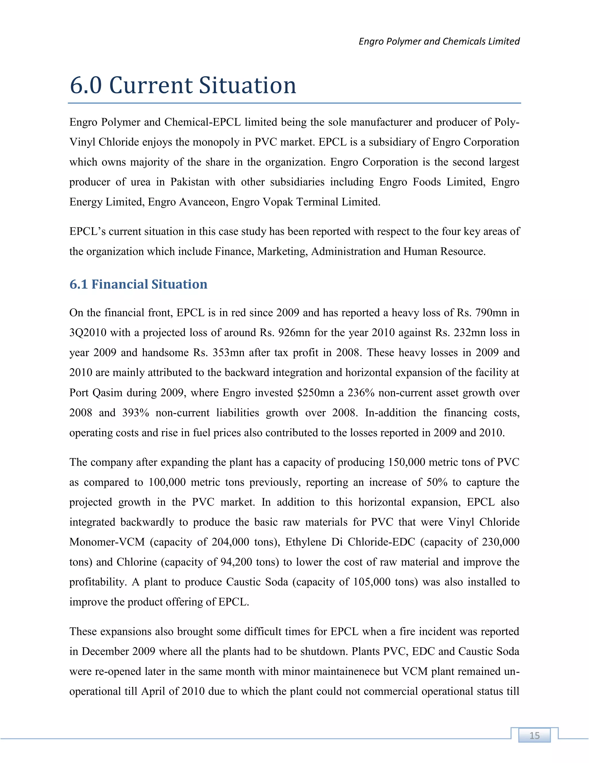 Strategic management report engro polymer and chemicals limited | DOCX