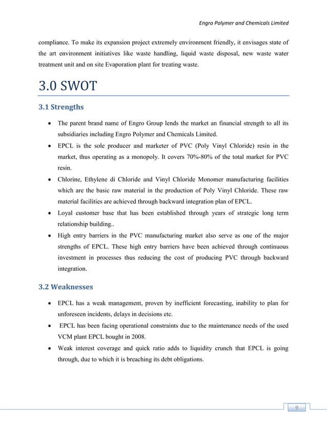Strategic management report engro polymer and chemicals limited | DOCX ...