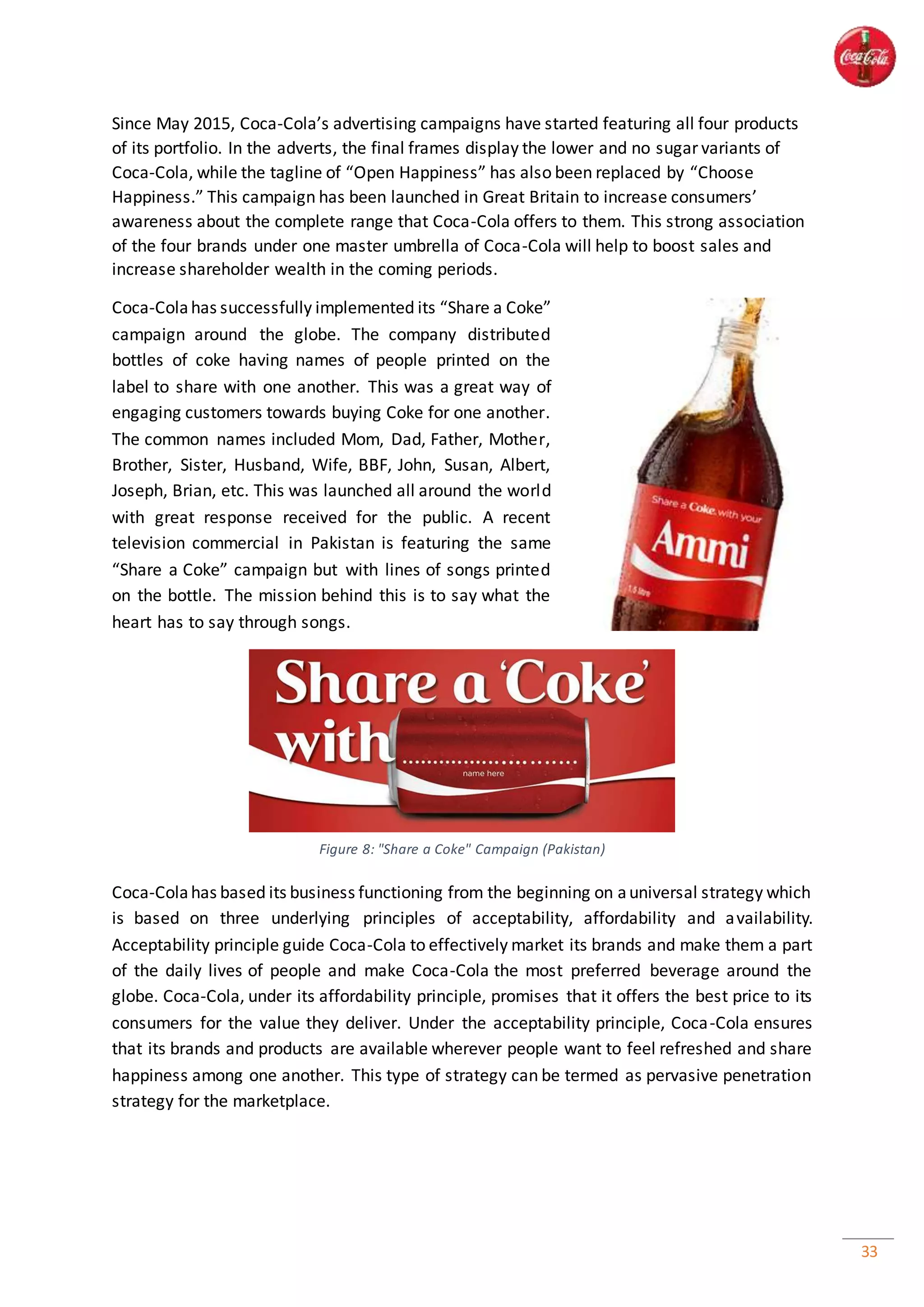 Strategic management report-COCA COLA PAKISTAN | DOCX | Sales | Business