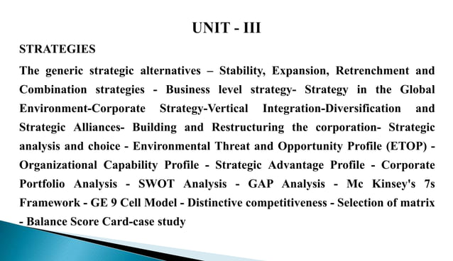 Strategic Management Revision | PPT