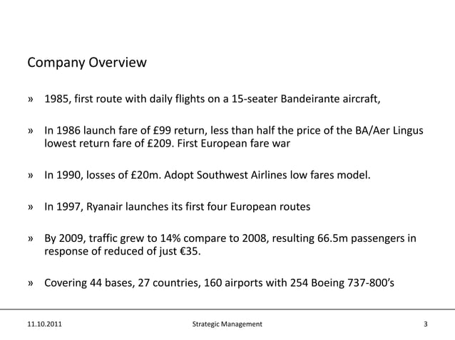 Strategic management ryanair | PPTX | Air Travel | Travel Type