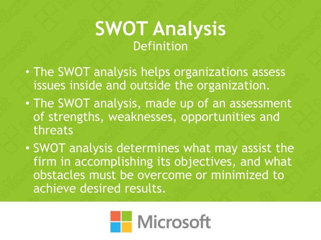 microsoft swot analysis | PPTX | Computing | Technology & Computing