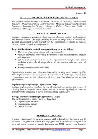 Strategic management unit iv | DOC