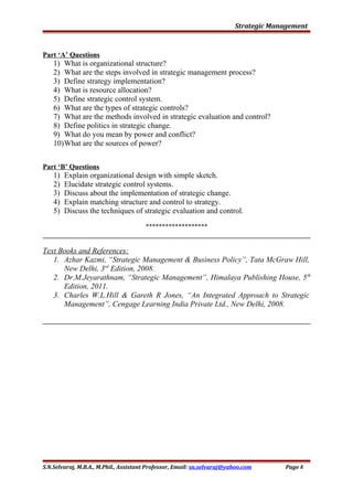 Strategic management unit iv | DOC