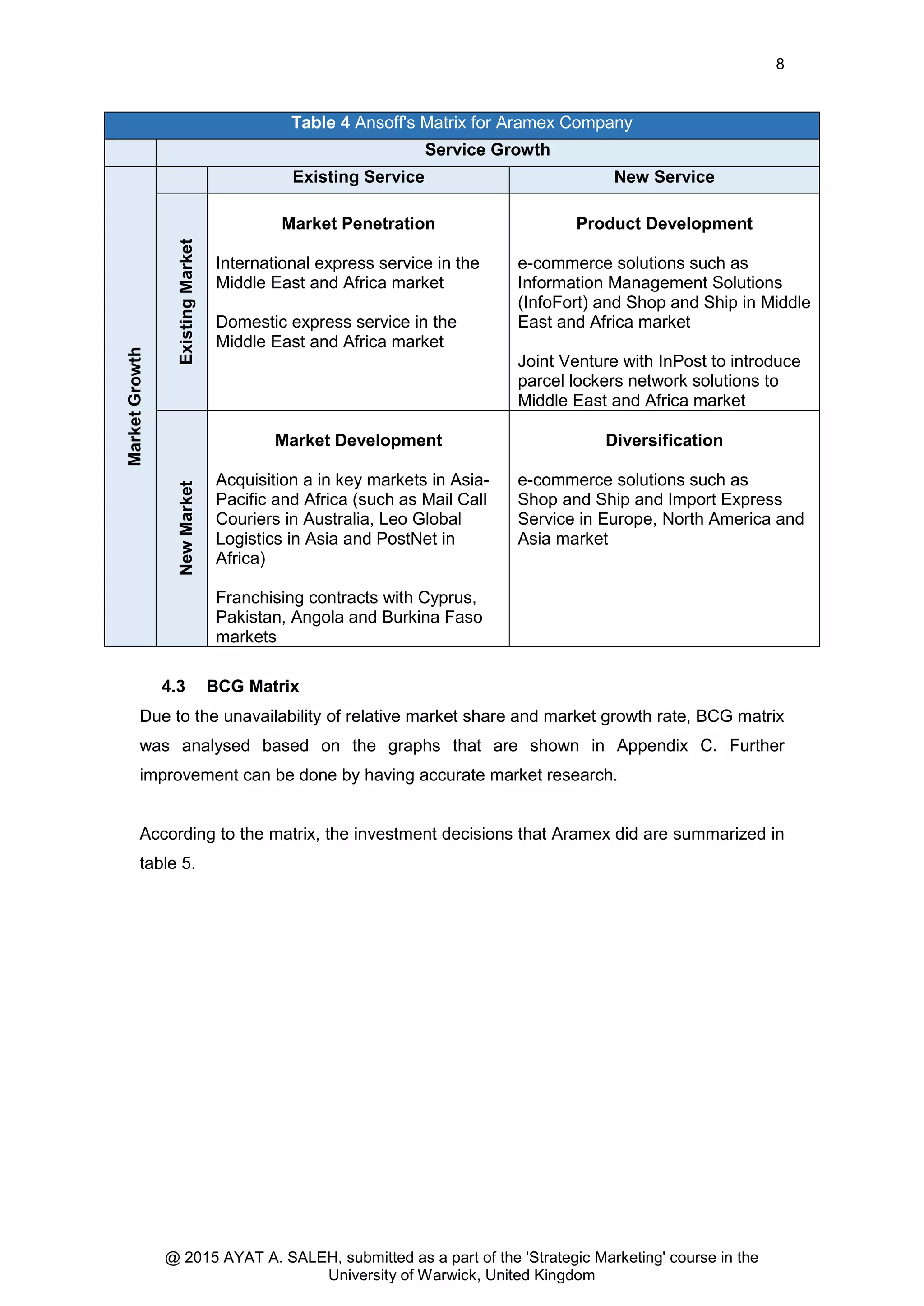 Strategic Marketing in Aramex Company: A Case Study | PDF
