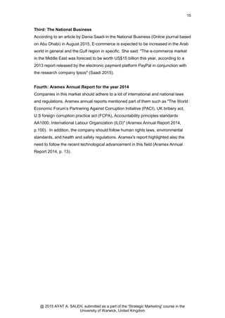 Strategic Marketing in Aramex Company: A Case Study | PDF