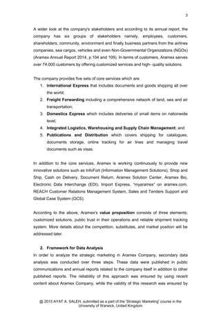 Strategic Marketing in Aramex Company: A Case Study | PDF