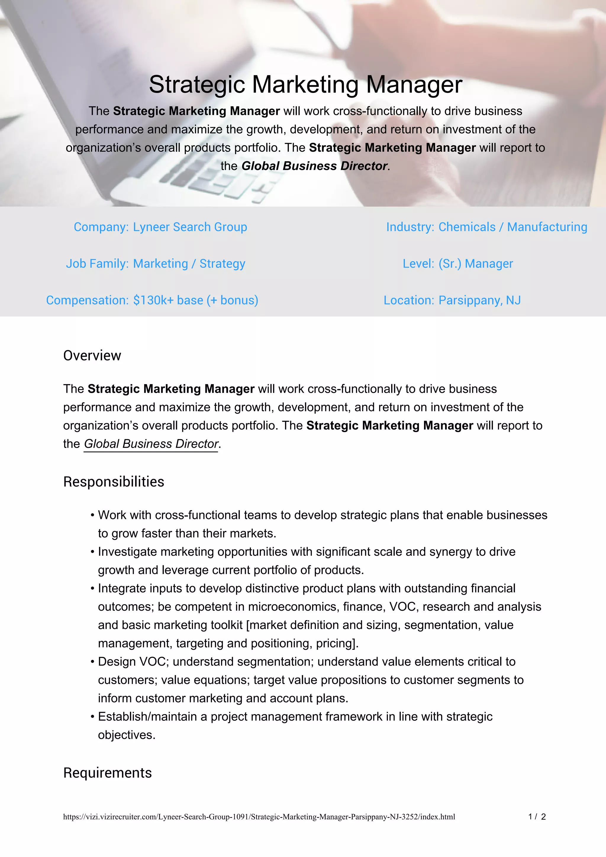 Strategic Marketing Manager | PDF | Business Administration | Business