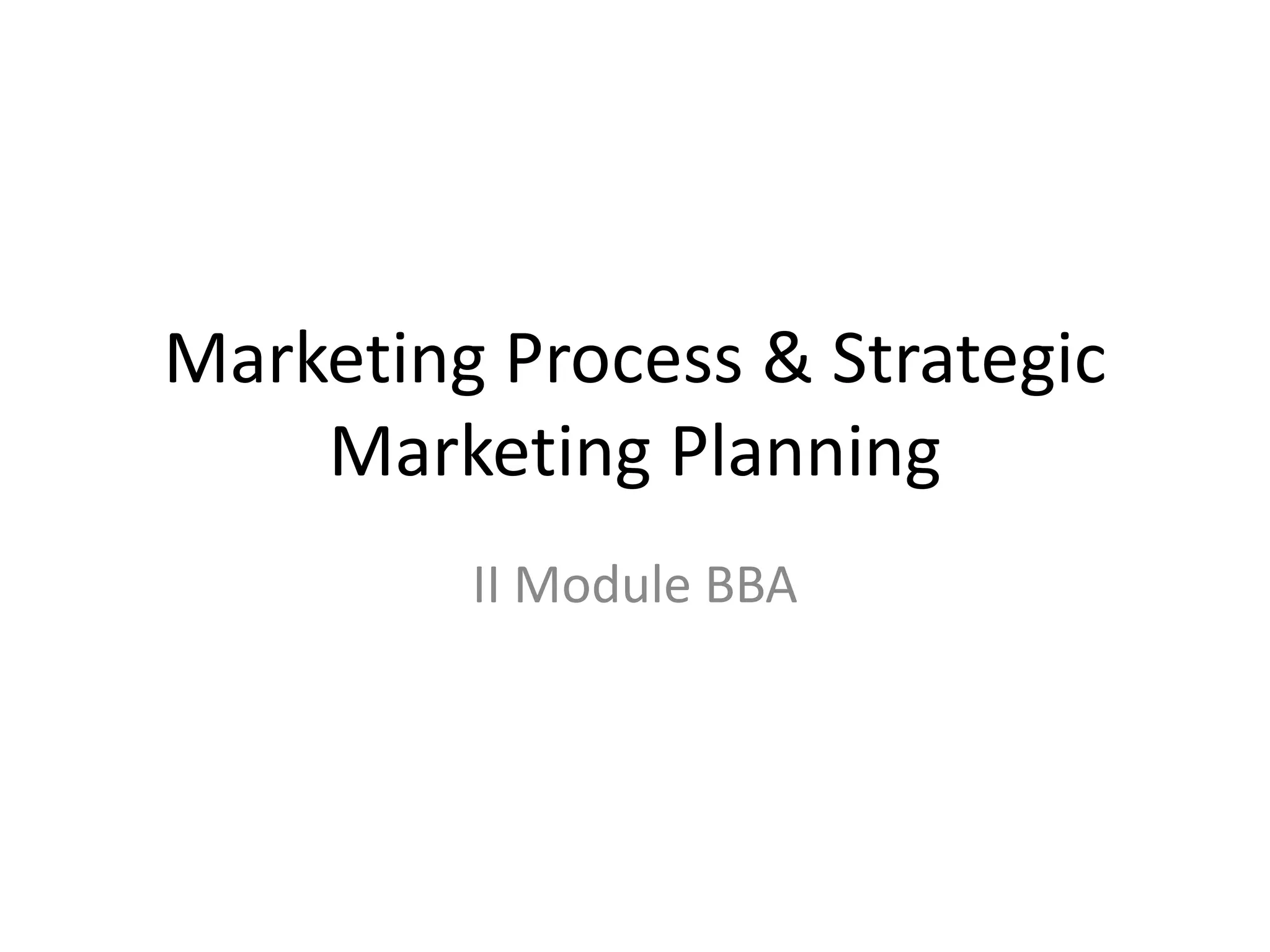 Strategic marketing planning | PPT