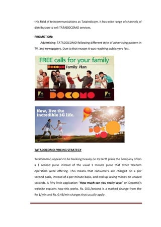 Strategic marketing project on TATA DOCOMO | DOCX