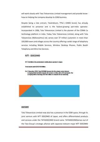 Strategic marketing project on TATA DOCOMO | DOCX