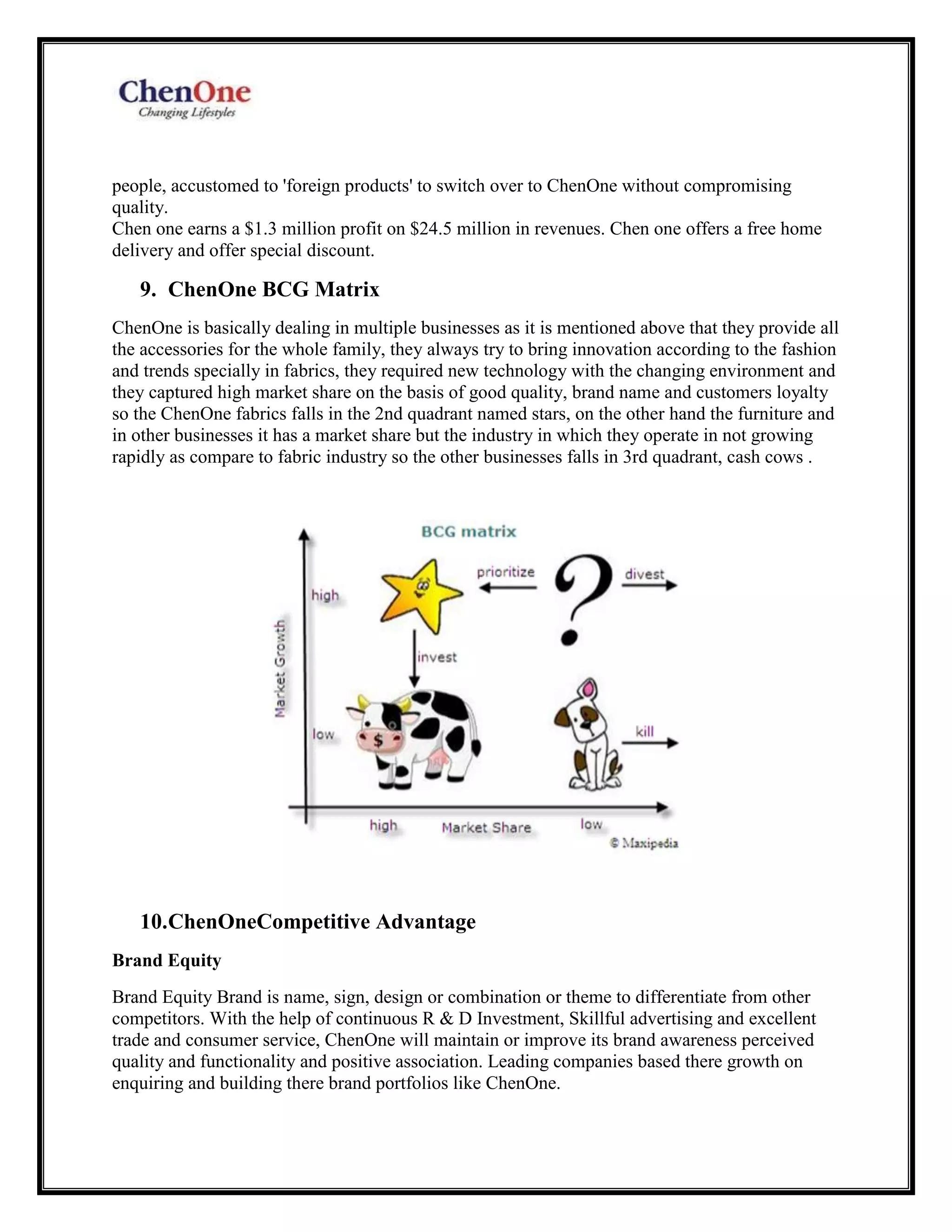 Strategic marketing at chen one | DOCX