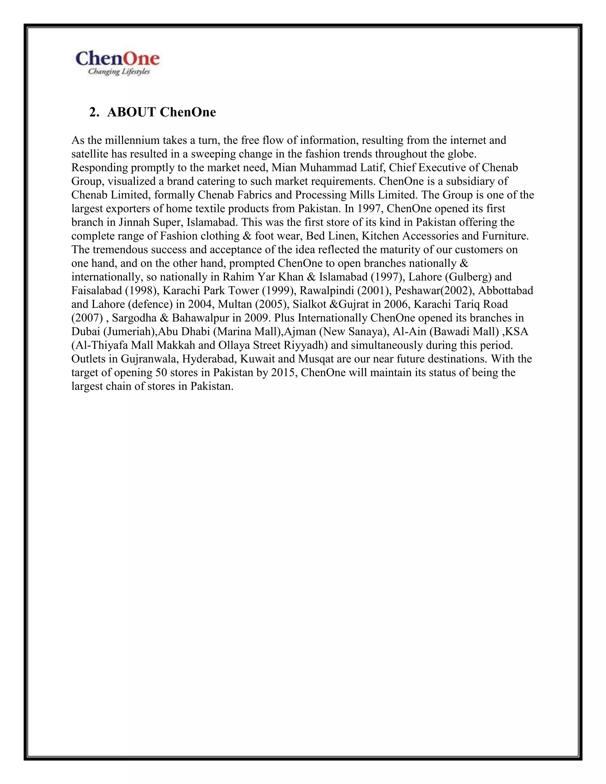 Strategic marketing at chen one | DOCX | Sales | Business