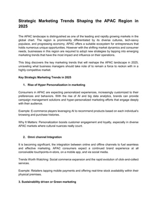 Strategic Marketing Trends Shaping the APAC Region in 2025 | PDF