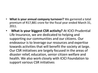 Strategic mgmt of icici prudential | PPT