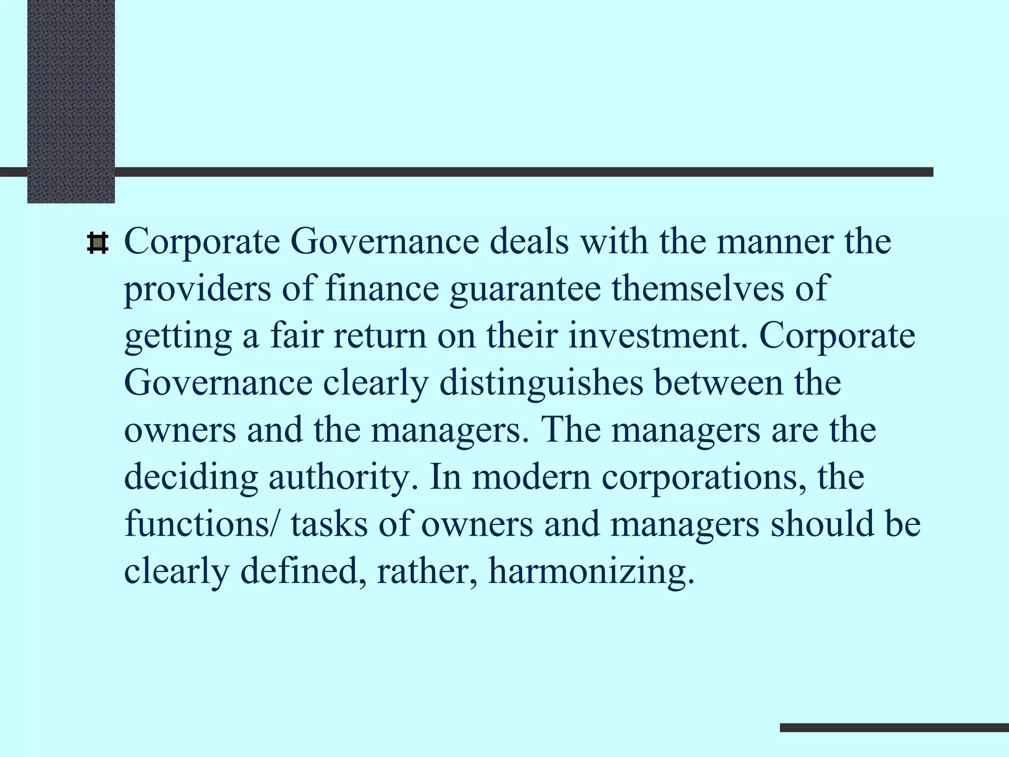 corporate governance and role in strategic management | PPTX