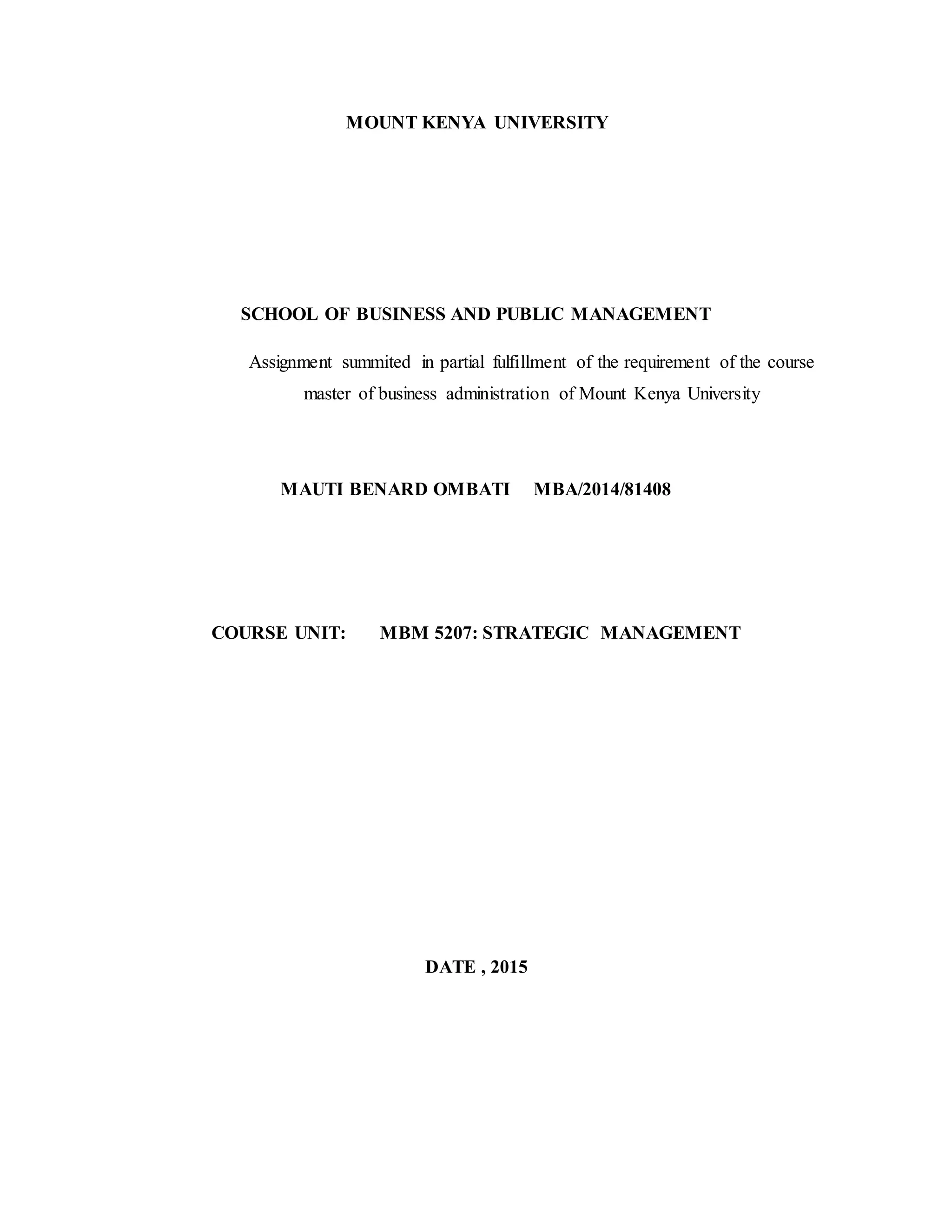 Strategic management notes | PDF