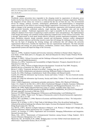 Strategic organization for competitiveness in east african universities | PDF