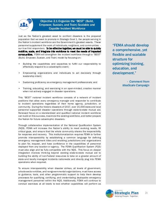 FEMA 2018-2022 Strategic Plan for private sector emergency preparedne…