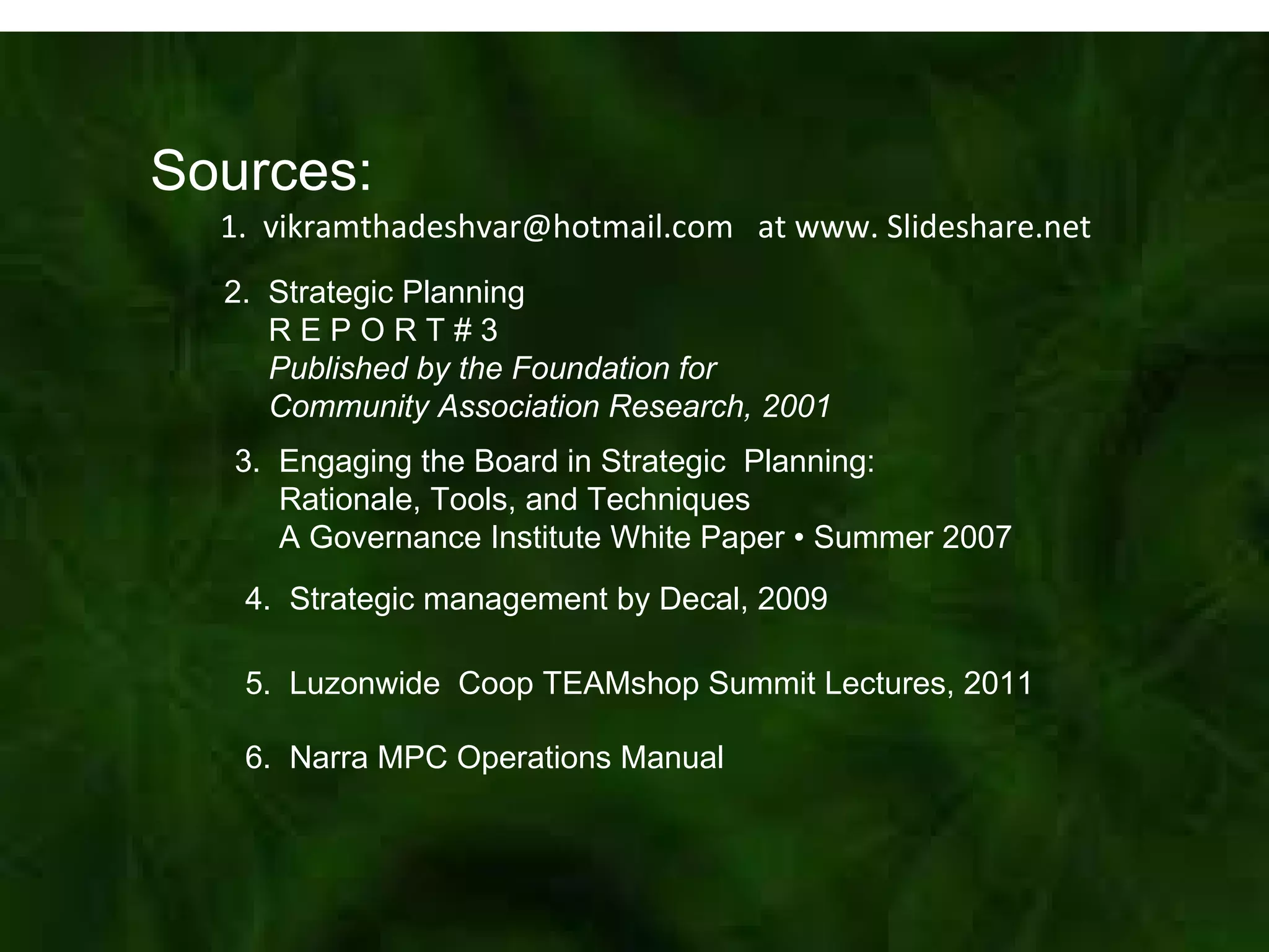 Strategic Plan Formulation for Cooperatives | PPT