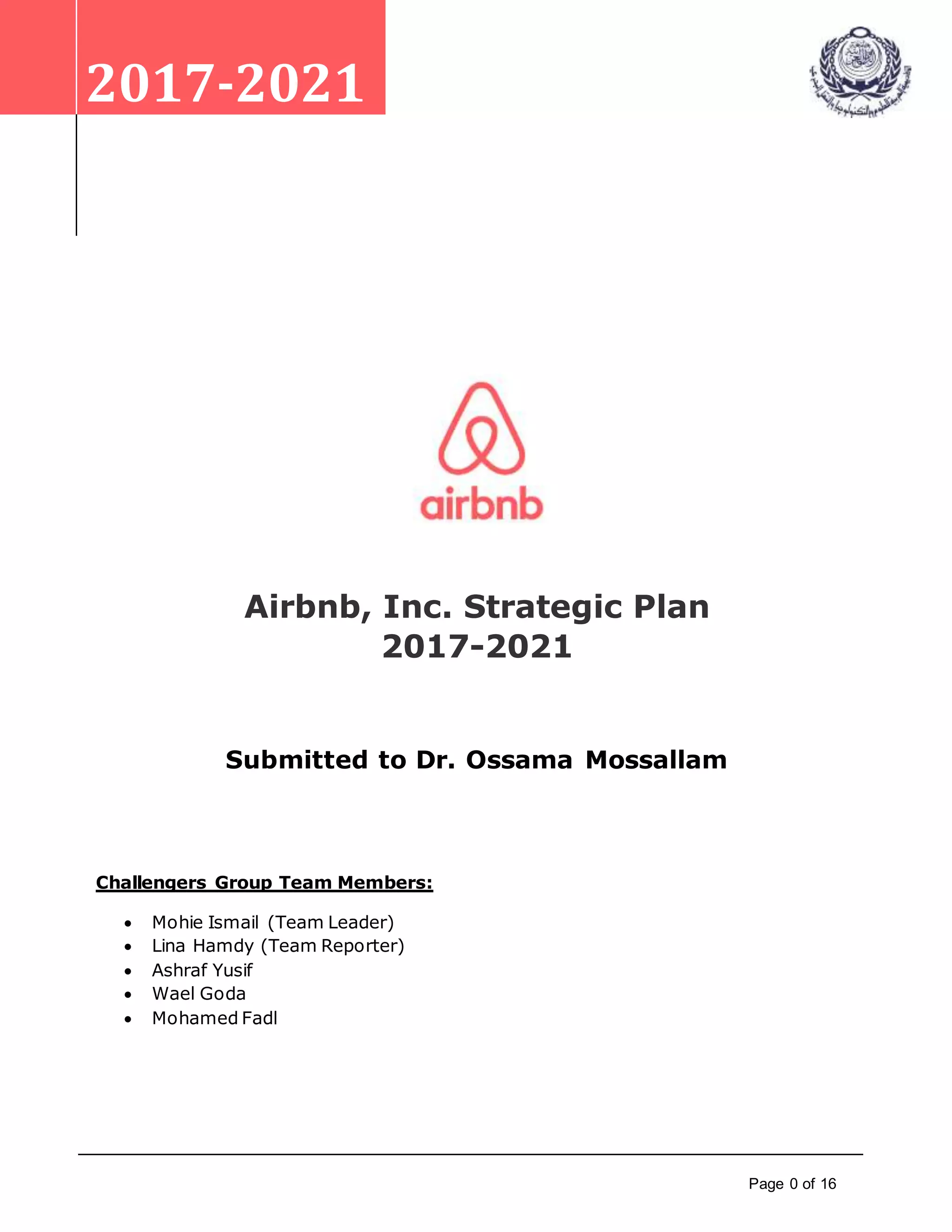 Strategic plan harvard business review casestudy airbnb company | DOCX