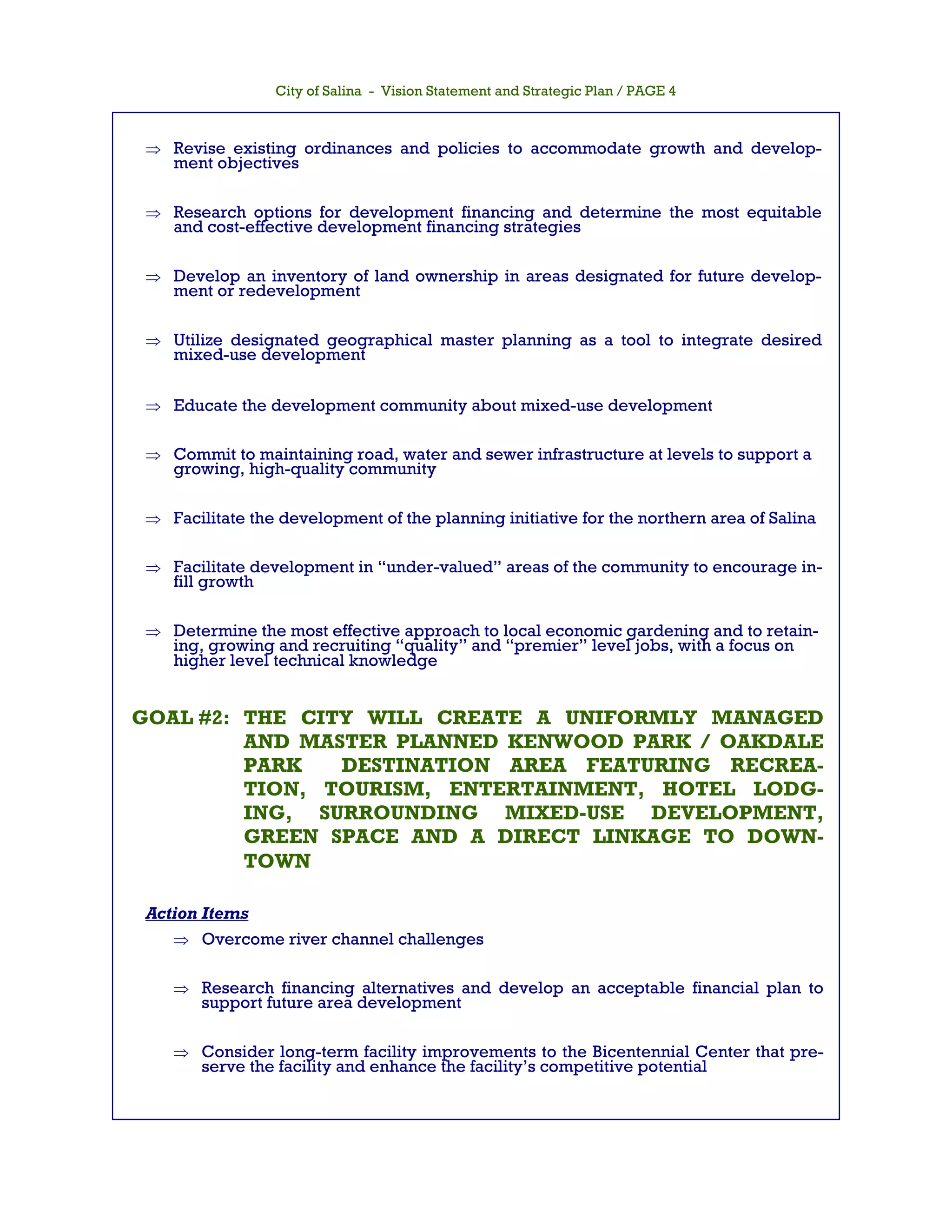 City of Salina Brochure-Shared Vision Statement & Strategic Plan | PDF