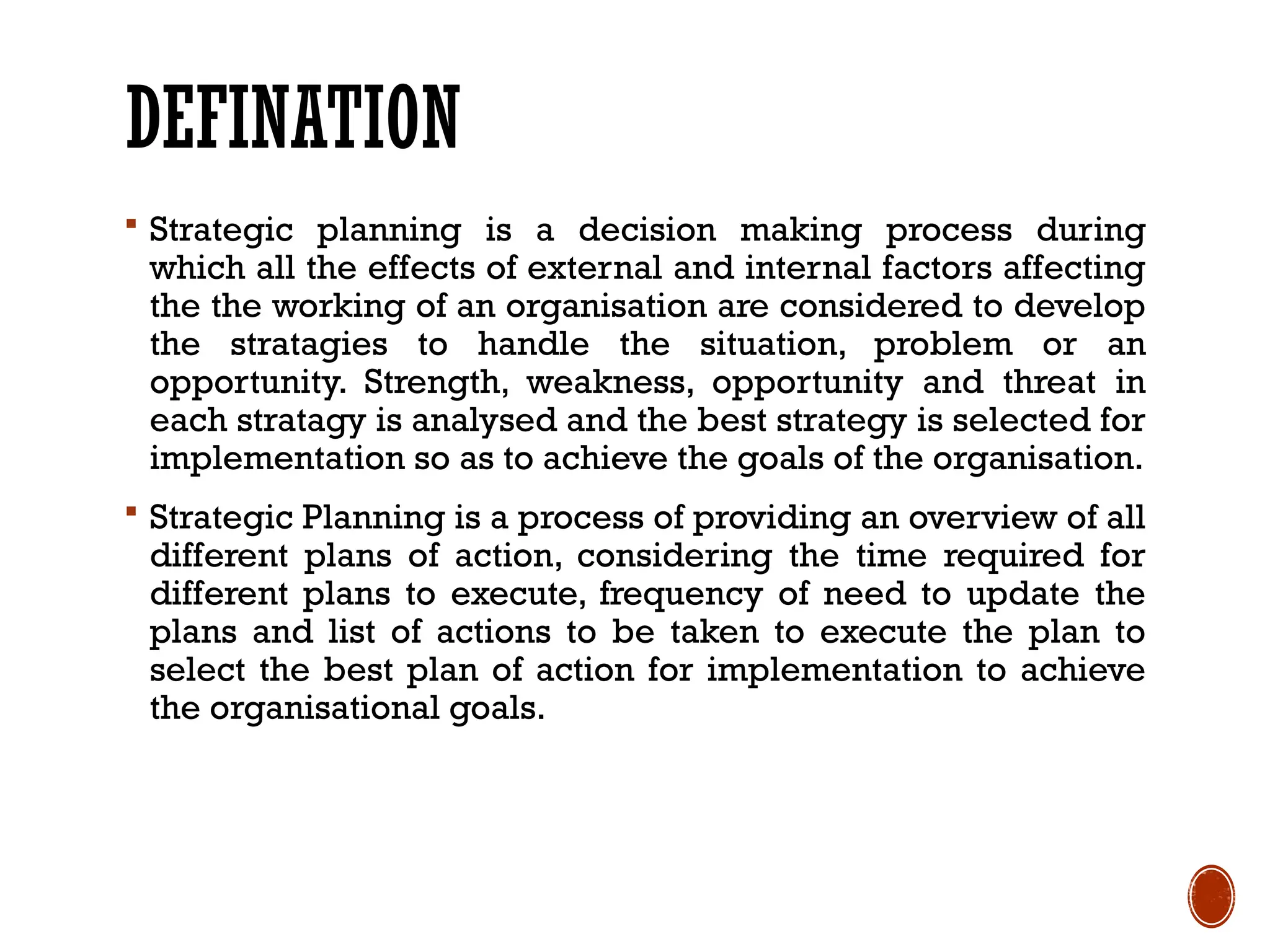 Strategic Planning, Defination, Principles and Process.pptx