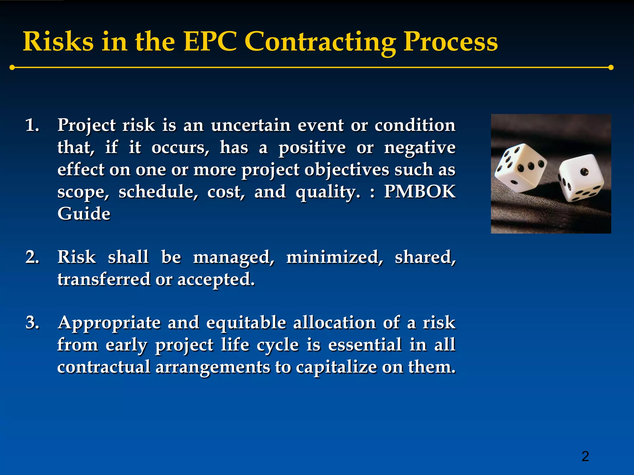 Strategic Planning : the best way to manage EPC Contract Risks | PDF