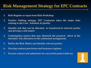 Strategic Planning : the best way to manage EPC Contract Risks | PDF