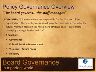 Board Governance, Strategic Planning, and Board Retreats (in a perfect ...
