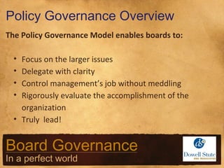 Board Governance, Strategic Planning, and Board Retreats (in a perfect ...