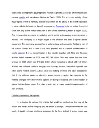 Strategic planning and implementation for adidas | DOCX