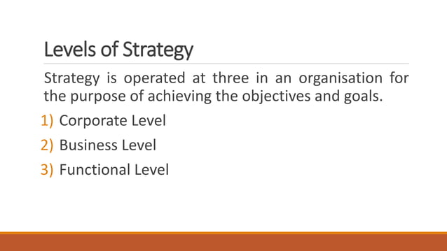 Strategic Planning and Levels of Strategy | PDF | Business ...