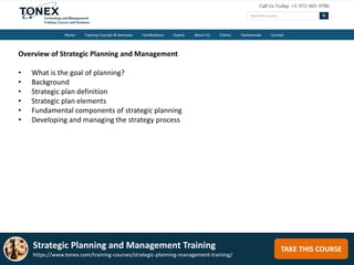 Strategic Planning and Management Training | PPTX | Business ...