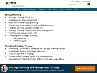 Strategic Planning and Management Training | PPTX | Business ...
